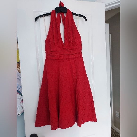 Modcloth | Dresses | Vintage Inspired Modcloth Red Eyelet Dress | Poshmark
